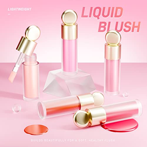 5 Pcs Liquid Blush For Cheeks Set, Greyghost Lightweight Cream Blush, Long-lasting Liquid Blush, Velvet Makeup Blush, Natural Matte Finish Soft Cream Blush Makeup (#01-#05)