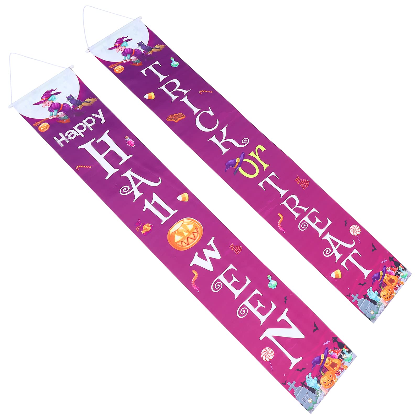 Cabilock 1 Pair Couplet Halloween Ornaments Halloween Decor Flag Banner Door Curtain Decorations Halloween Door Decorations Front Door Polyester Cloth Banners