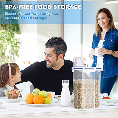 TBMax Rice Storage Container - 5 Lbs Flour Container Cereal Dispenser with Measuring Cup, Airtight Dry Food Container Bin for Kitchen Pantry Storage Organization