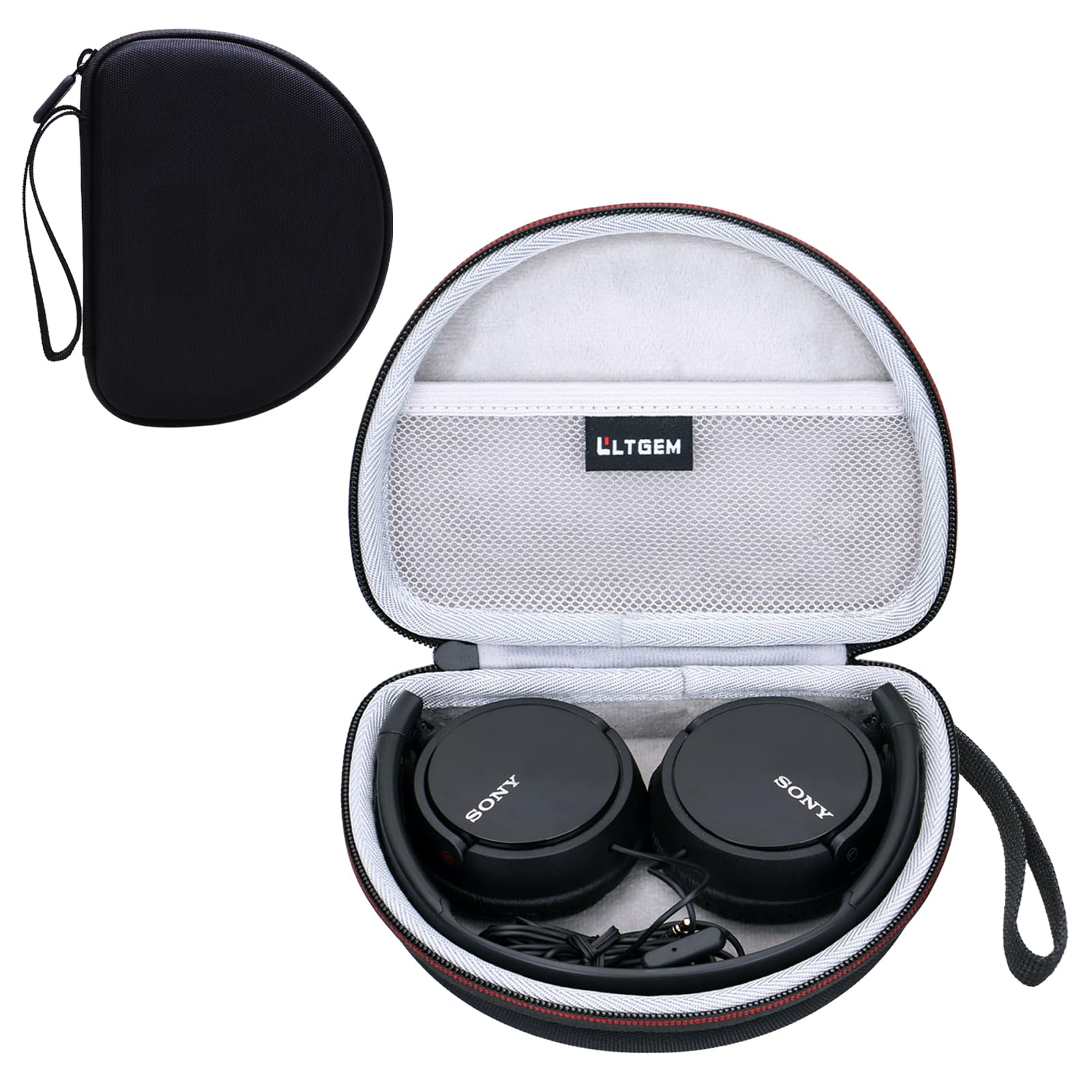 LTGEM Case Compatible with Sony MDR-ZX110 / MDRZX110AP / MDRZX110NC / MDR-ZX310AP ZX Series Wired On-Ear Headphones, Black+Grey(Case Only)