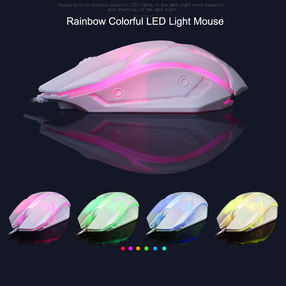 Colorful Led Illuminated Backlit USB Wired Pc Rainbow Gaming Keyboard Mouse Set - Gtx300 Wired USB Colorful Touch Backlight Keyboard and Mouse Set White