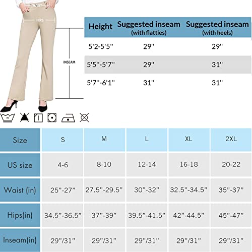 BALEAF Womens Yoga Dress Pants, Bootcut Stretchy Work Slacks Business Casual Pull on Office Trousers with Pockets 31", B Khaki Bootcut, X-Large