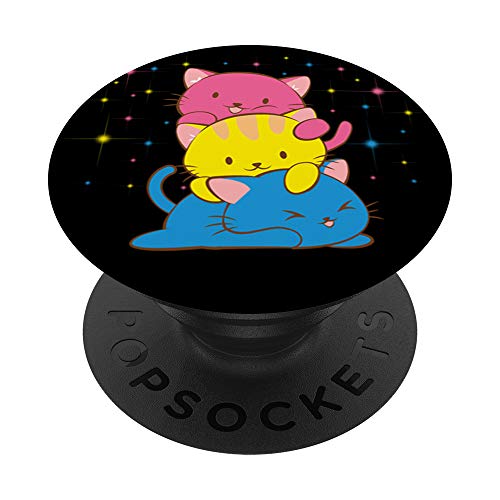 Pansexual Kawaii Cat Anime Art Cute Pan Pride PopSockets PopGrip: Swappable Grip for Phones & Tablets