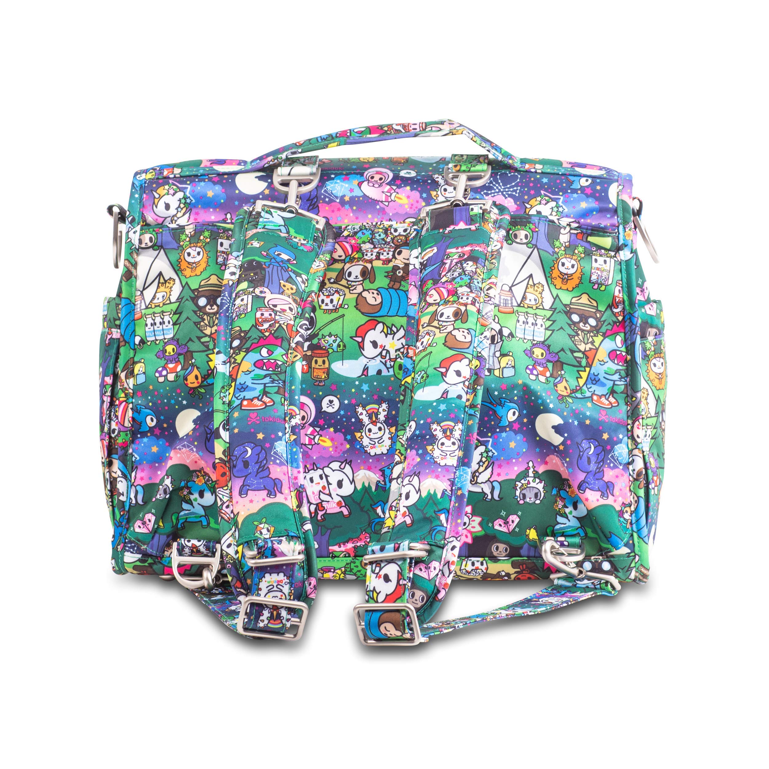 JuJuBe x Tokidoki B.F.F. Diaper Backpack, Multi-functional Convertible + Messenger Bag | Travel-Friendly, Stylish Diaper Bag | Camp Toki