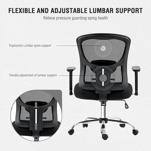 Big and Tall Office Chair 600lbs, Ergonomic Computer Desk Chair for Heavy People with 4D Adjustable Armrest and Lumbar Support, Heavy Duty Metal Base Mesh Chair with Wide Seat for Home Office
