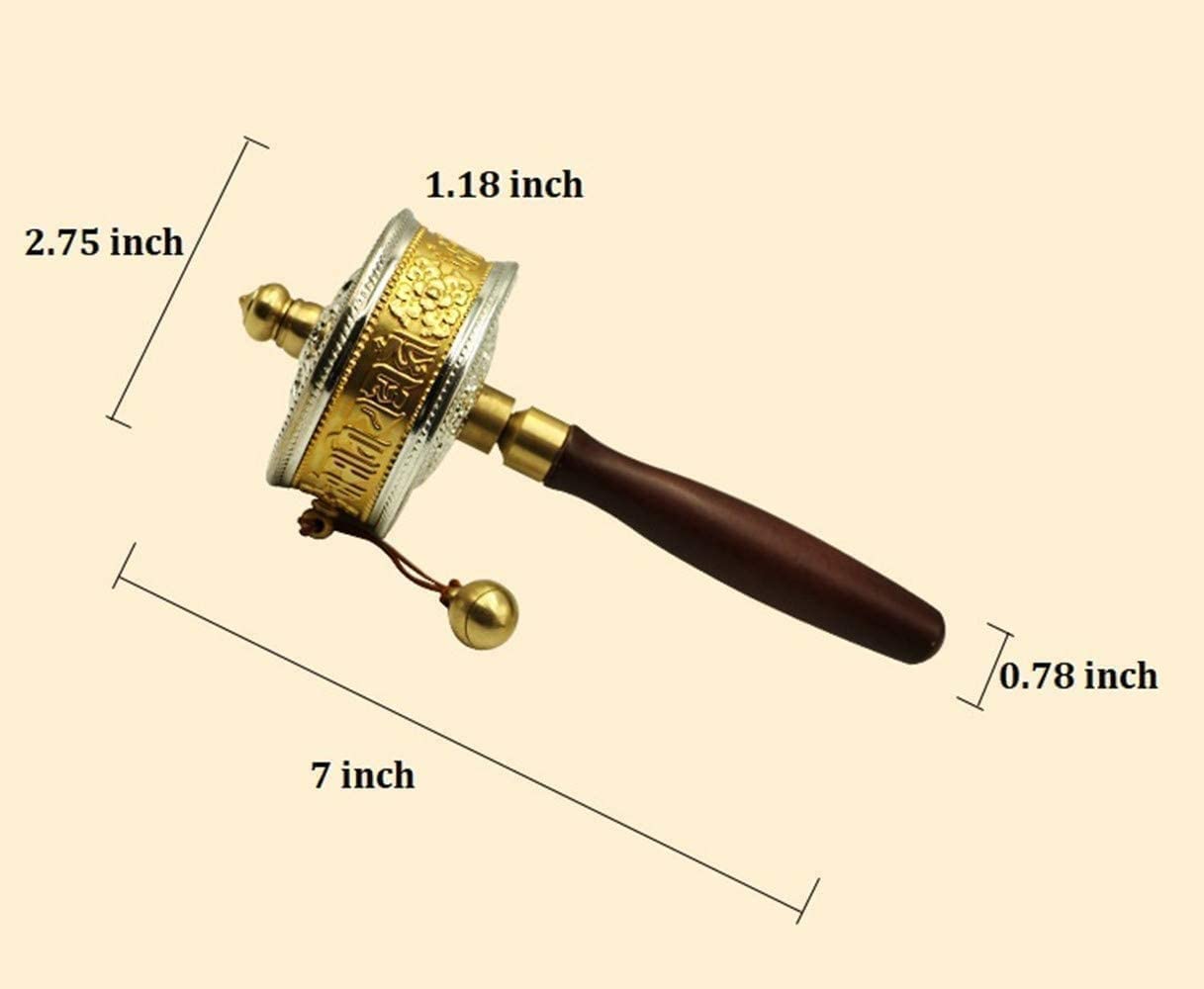 Prayer Wheel with Lotus Base, Tibetan Buddhist Copper Hand Held Prayer Wheel with Kālacakra Mantra Scroll, Premium Buddha Religion Scriptures Prayer Wheel for Relaxing, Praying, Meditation, Healing