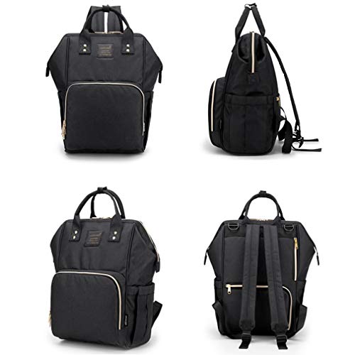 Yokstore Baby Diaper Bag Large Capacity Baby Backpack Bag Multi-Function Waterproof Travel Maternity Nappy Bag for Mom and Dad with Stroller Straps , Black ,Medium