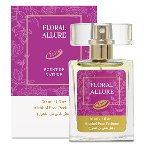 Zoha Floral Allure Perfume Oil for Women and Men | Alcohol Free Fragrance with Skin Moisturizer | Vegan Hypoallergenic Subtle Scent