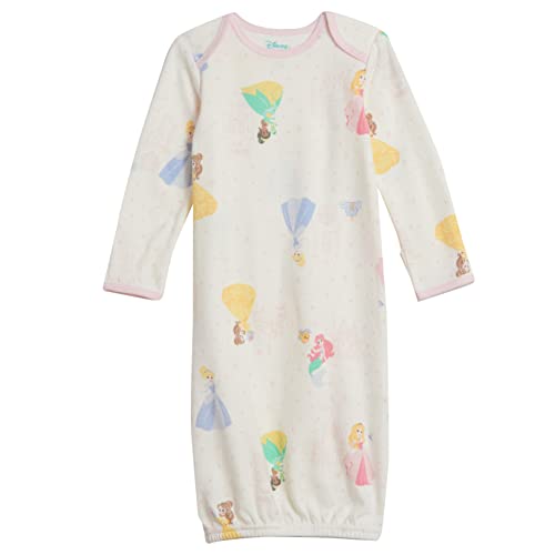 Disney Princess Newborn Baby Girls 3 Pack Long Sleeve Swaddle Sleeper Gowns Disney Princesses 0-6 Months