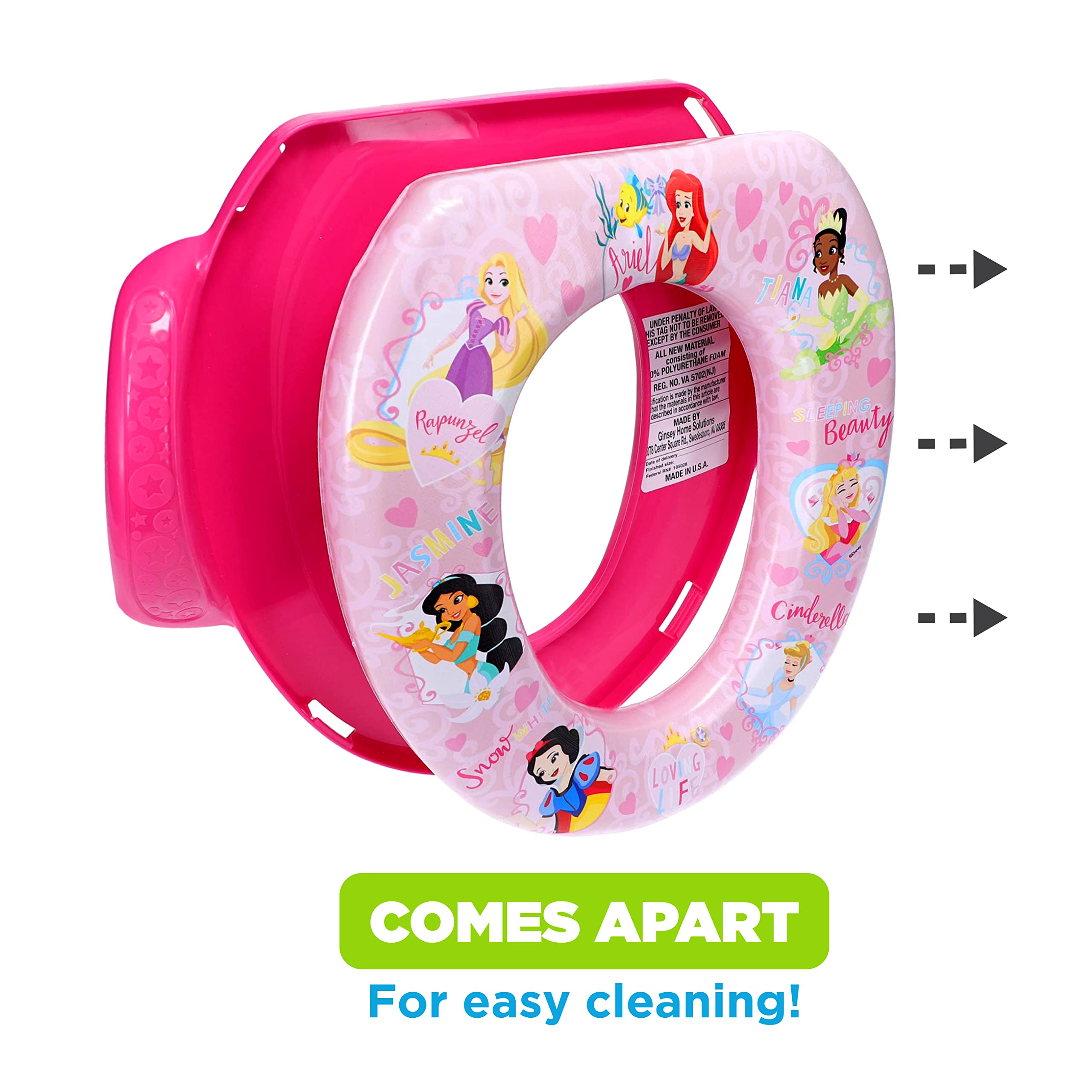 Disney Princess "Loving Life" Soft Potty Seat and Potty Training Seat - Soft Cushion, Baby Potty Training, Safe, Easy to Clean