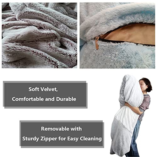 7ft Giant Bean Bag Cover, Big Bean Bag Chairs for Adults (No Filler, Cover only) Comfy Large Bed Fluffy Lazy Sofa (Light Grey)