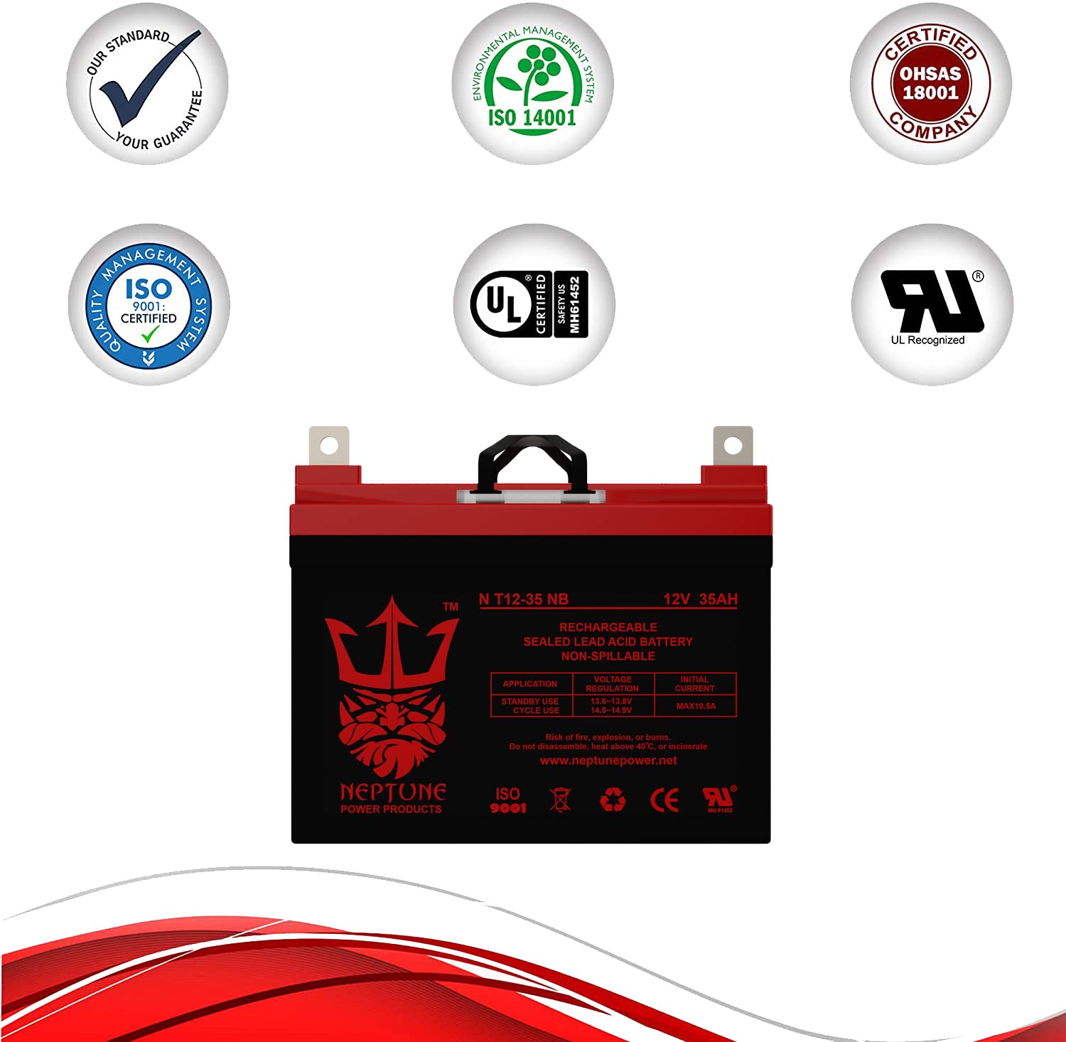 Neptune Power Products Brand Brand 12V 35AH NT12-35 NB Battery Replacement Battery for Pride Jazzy Select Electric Wheelchair by Neptune - 2 Pack