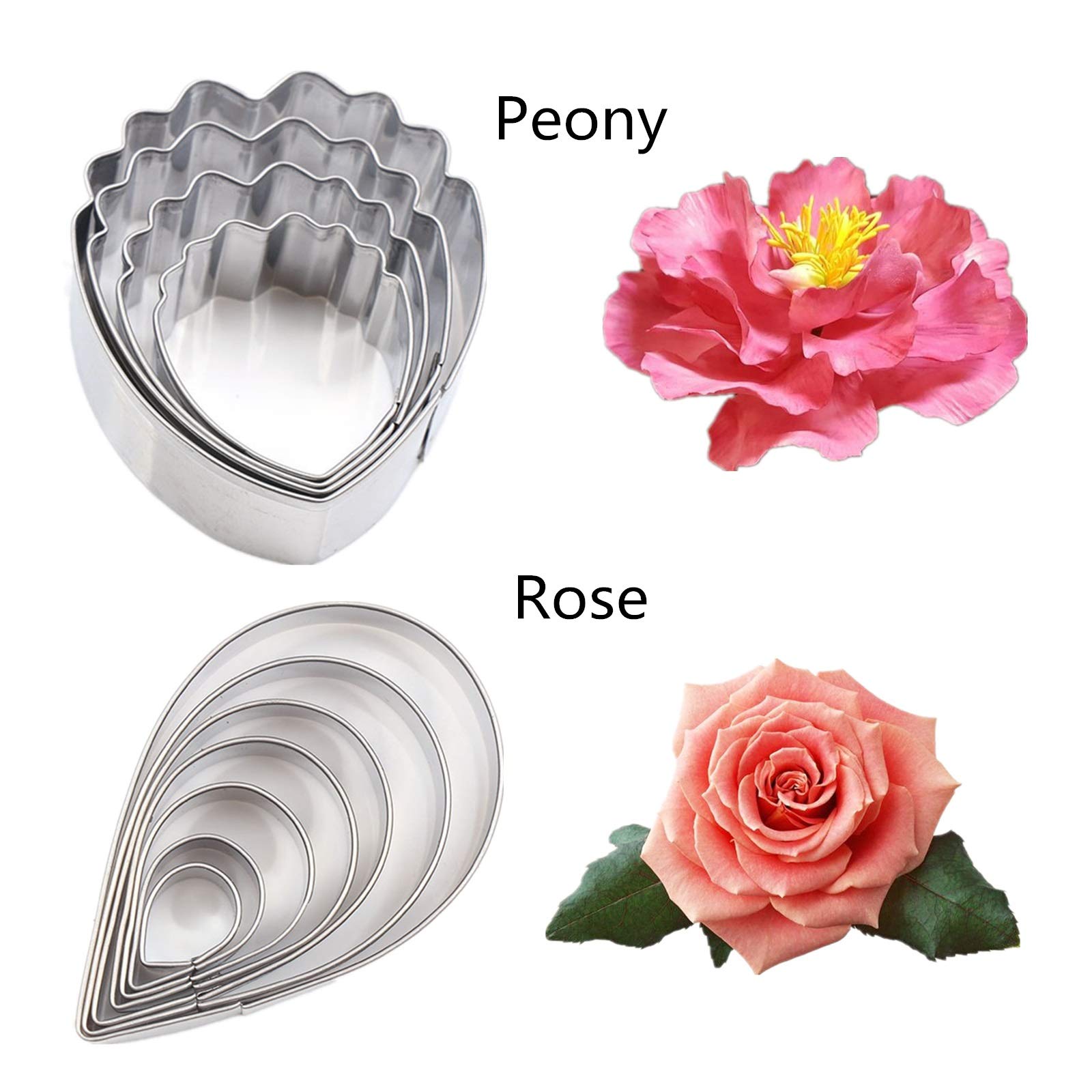 7set Stainless Steel Gum Paste Fower Cutter Set Fondant Flower Leaves Cutter Sugarcraft Cookie Cutter DIY Making Tools for Cake decorating Making Tools for Cake decorating