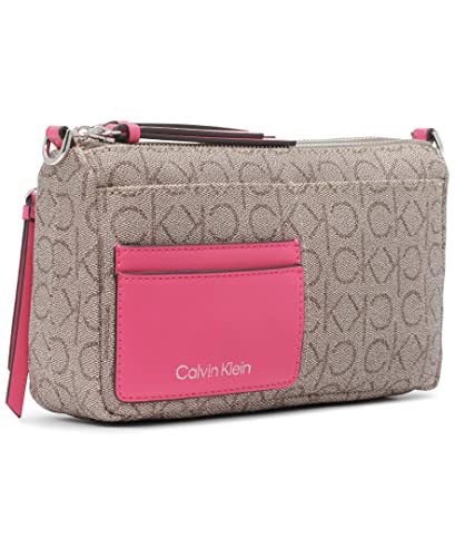 Calvin Klein Jana Novelty Convertible Crossbody & Belt Bag, Almond/Taupe/Pink Flambe