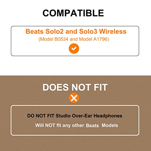 Solo3 Solo2 Earpads Replacement Ear Cushion Ear Pads for Solo 3.0 Wireless, Solo 2.0 Wireless On-Ear Headphone,3M Stronger Adhesive, Softer Leather, Noise Isolation Foam (Pink)