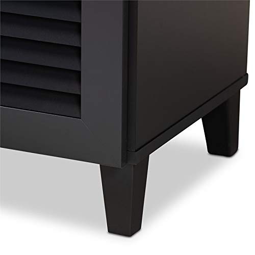 Baxton Studio Coolidge Wood 5-Shelf and Drawer Shoe Cabinet in Dark Gray