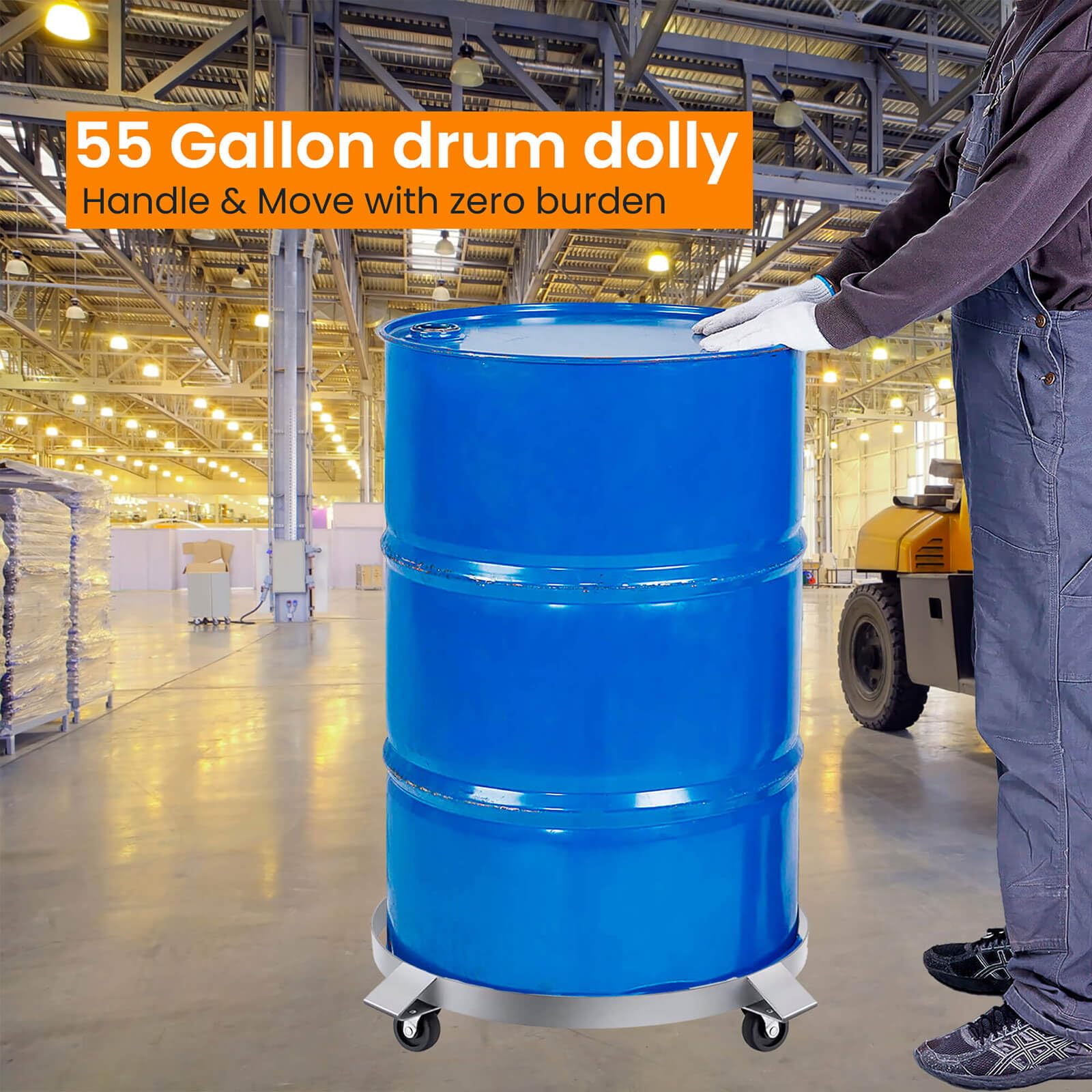 55-Gallon Drum and Garbage Can Dolly β 1000 Pound Trash Can Dolly Swivel Casters Wheel Steel Frame Dolly Cart Non Tipping Hand Truck Capacity Dollies(Silver)