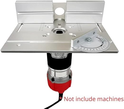Aluminum Router Table Insert Plate W/Miter Gauge for Woodworking Benches Table Saw Multifunctional Trimmer Engraving Machine (Type-A)