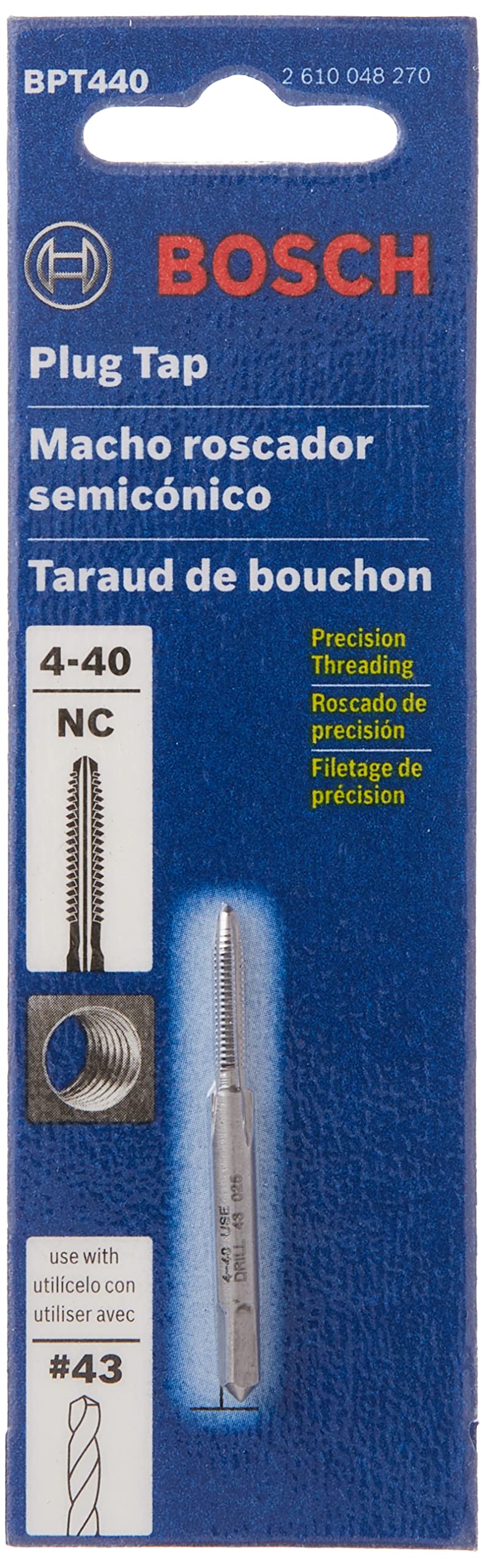 Bosch BPT440 4-40 High-Carbon Steel Machine Screw Plug Tap