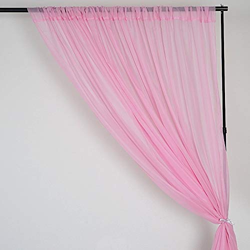BalsaCircle 10 feet x 10 feet Pink Sheer Voile Backdrop Drapes Curtains 2 Panels 5x10 ft - Wedding Ceremony Party Home Decorations