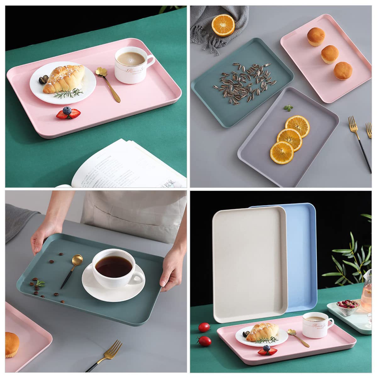 6 Pcs Square Plastic Fruit Plate Serving Platters Plastic Fruits Plate Rectangular Party Platters Plastic Plate Serving Party Platter Service Plate Rectangular Serving Tray