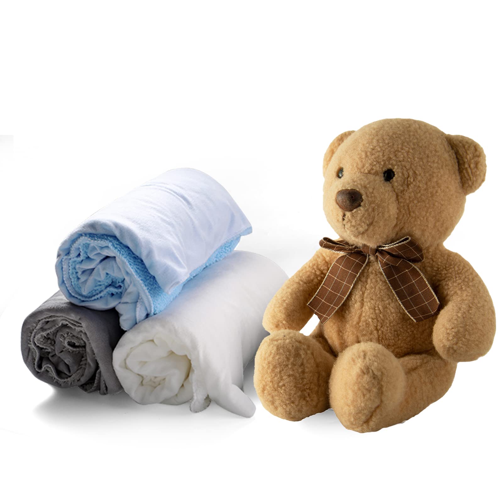 4 Pcs Baby Warm Swaddle Blankets, Thick Receiving Neutral Fluffy, Soft Thermal Blankets for Boy Girl Newborn Infant, Polyester, Solid Color