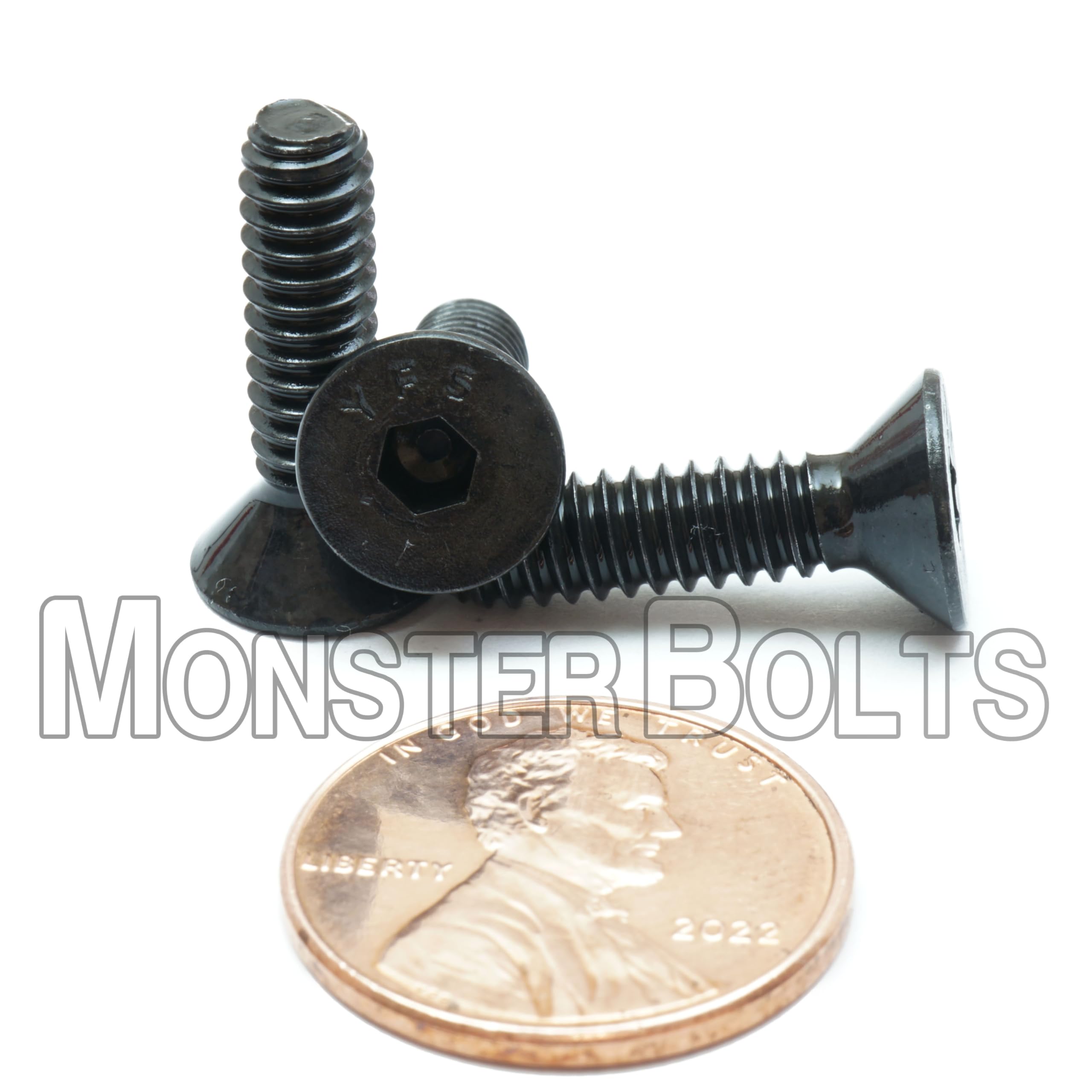 MonsterBolts - #10-24 x 3/4" Flat Head Socket Cap Screws, ASTM F8356, Alloy Steel, Black Oxide, 10 Pack