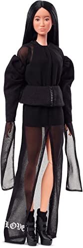 Barbie Tribute Collection Vera Wang Doll, Wearing Black Romper and Chiffon Dress, with Doll Stand & Certificate of Authenticity, Gift for Collectors