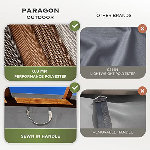 Paragon Outdoor 11' x 16' Palermo Soft Top Pergola, Gray Powder-Coated Aluminum Frame Finish with Sand Canopy, Convertible Top, Reinforced and Rust-Resistant, Perfect for Every Season