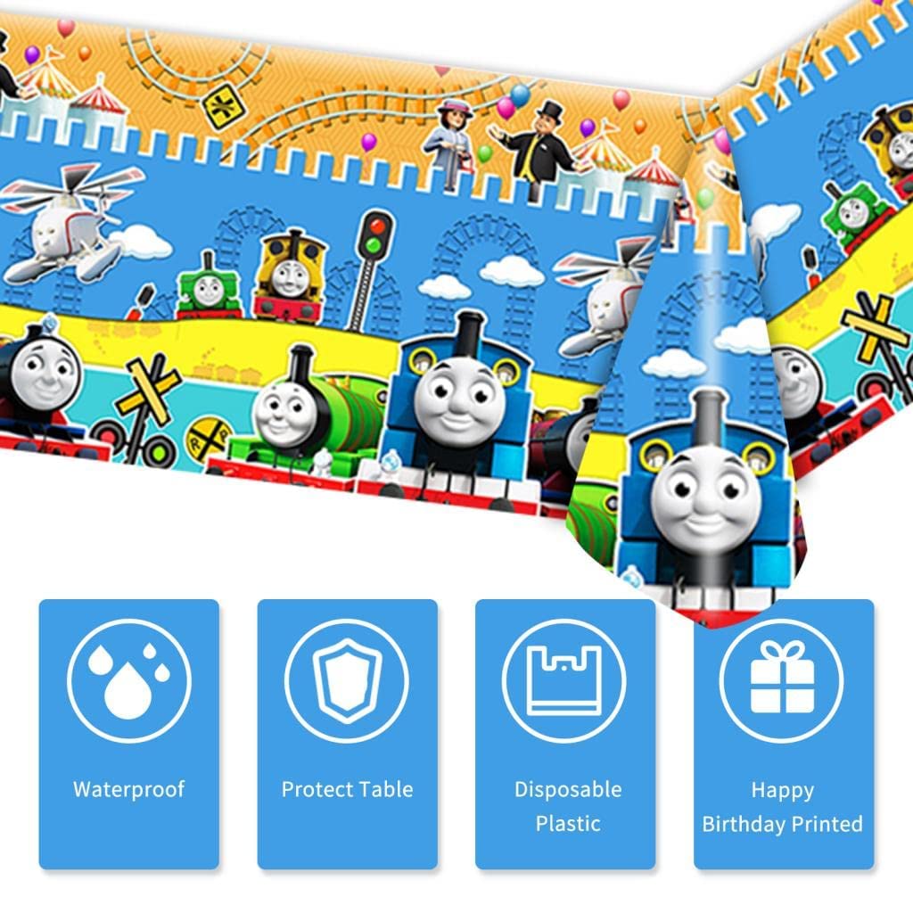 3Pcs Thomas The Train Birthday Party Supplies Tablecloth,Thomas Birthday Theme Tablecloth Cover Disposable Birthday Decorations ,42.5X70.9 Inch