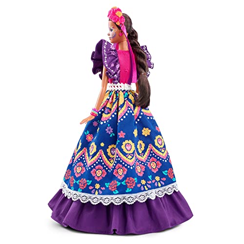 Barbie Signature Doll, 2022 Dia De Muertos Collectible, Traditional Ruffled Dress with Flower Crown & Calavera Face Paint