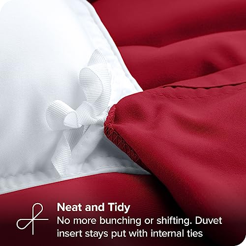 Bare Home Duvet Cover Queen Size - Premium 1800 Super Soft Duvet Covers Collection - Lightweight, Cooling Duvet Cover - Soft Textured Bedding Duvet Cover (Queen, Red)