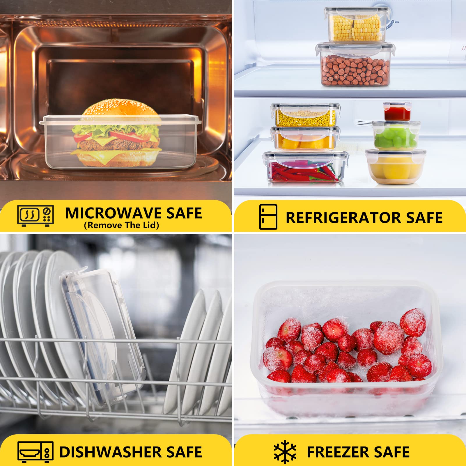 52 PCS Food Storage Containers Set with Airtight Lids (26 Lids &26 Containers) - BPA-Free Plastic Food Container for Kitchen Storage Organization, Salad Fruit Lunch Containers with Labels & Marker