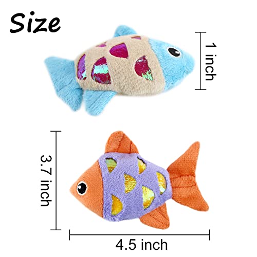 Andiker Cat Catnip Toys, 2pcs Small Cat Fish Toys with Crinkle Shine Ring Paper to Make Sound to Catch Your Cats Eyes and for Your Cats to Chew and Catch Interactive Cat Toys for indoor Cat (2pc)