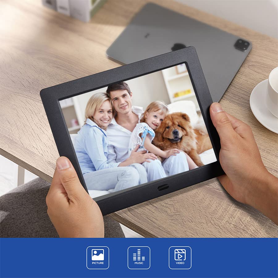 8 Inch Digital Photo Frame,Digital Picture Frame with 1024 x 768 HD IPS Display, USB and SD Card Slots and Remote Control(08" XM)
