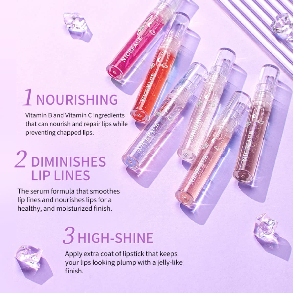 6 Pieces Lip Gloss Kit, Glossy Mirror Clear Lip Glaze Kit, Moisturizing Lip Tint Kit, Summer Makeup Glossy Lip Gloss for Young Girls