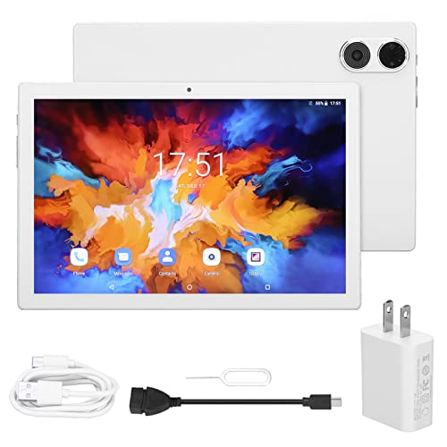 4G LTE Phone Tablet, 20MP Rear Camera 512GB Expandable 2.4G 5G WiFi 10.1 Inch Tablet for Home for Work (White)