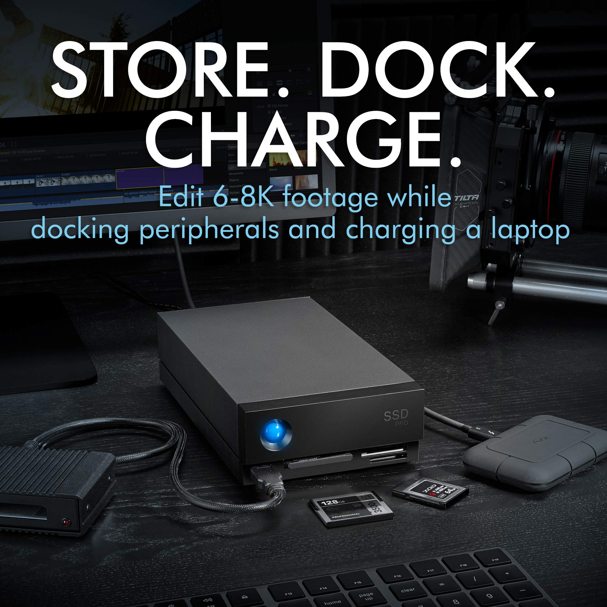 LaCie 1big Dock 4TB External Solid State Drive Desktop SSD – Thunderbolt 3, FireCuda NVMe SSD up to 2800 MB/s for Mac and PC Desktop, Data Recovery (STHW4000800)