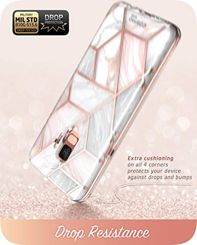 i-Blason Cosmo Series Case for Galaxy S9 (2018 Release), Slim Full-Body Stylish Protective Case with Built-in Screen Protector (Marble)