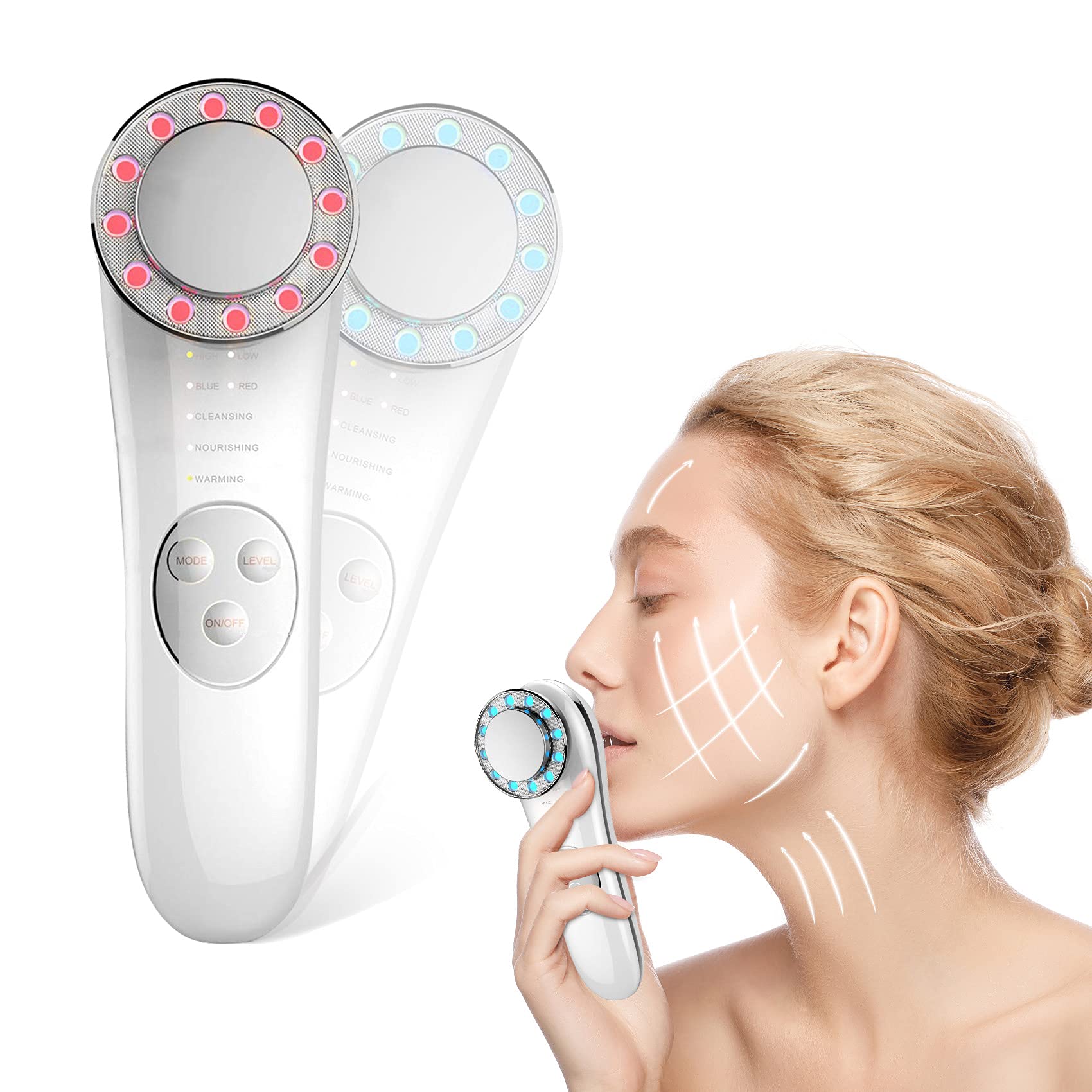 Aikertec Face Massager, Skin Care Tools 7 in 1 Facial Machine for Neck(Silver)