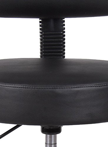 Boss Office Products Be Well Medical Spa Stool with Back in Vinyl, Black