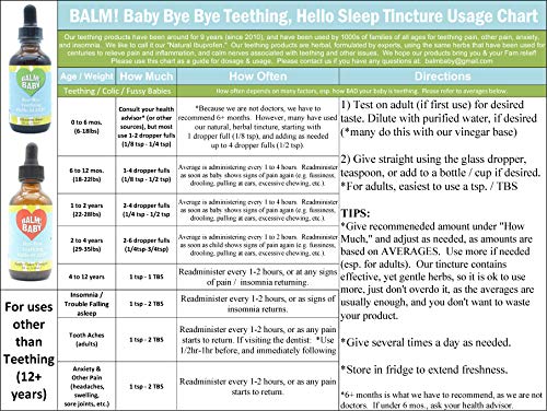 BALM! Baby Bye-Bye Teething, Hello Sleep! Natural & Organic Baby Teething Relief & Calming Tincture | Soothes Inflamed Gums, Irritability & Pain β Encourages Sleep | Glass Bottle (Glycerin, 2-PK)
