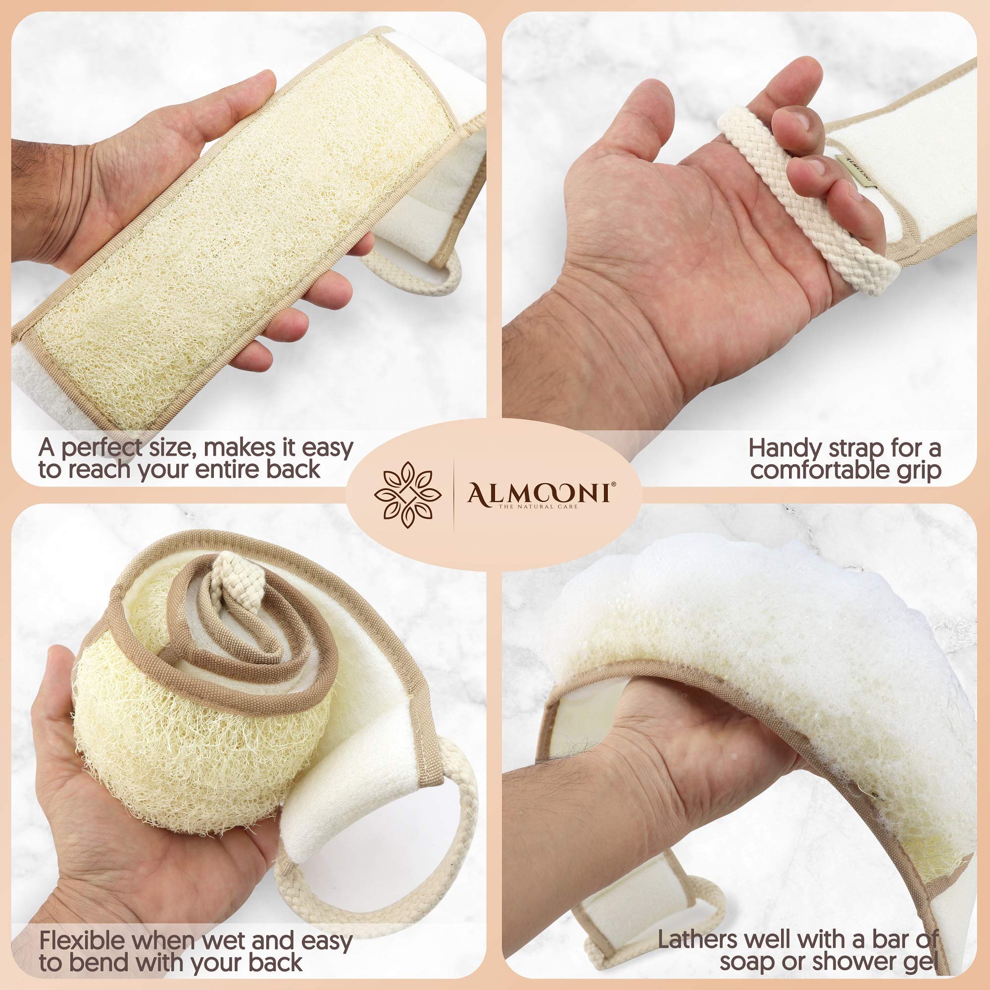 Premium Exfoliating Loofah Pad Body Scrubber, Back Scrubber and Facial Loofah Bundle, Made with Natural Egyptian Loofah Sponge That Gets You Clean, Not Just Spreading Soap
