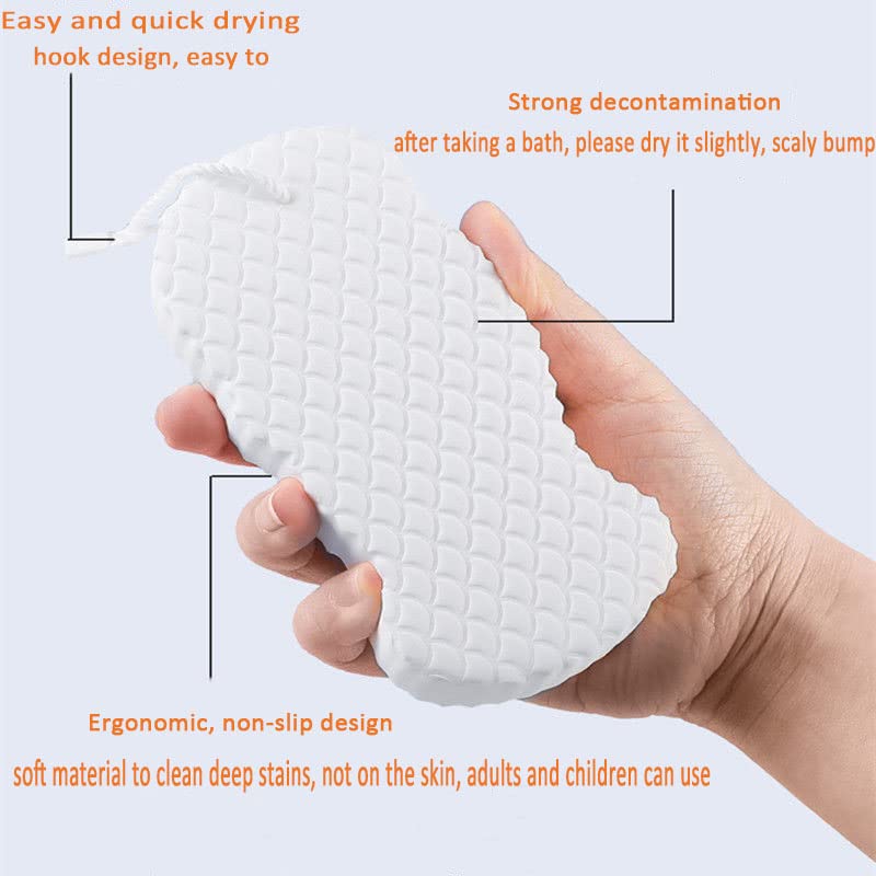 4 pcs Exfoliating Bath Sponge, 3D Ultra Soft Bath Body Shower Sponge, Magic Bath Sponge Dead Skin Remover, Reusable Exfoliating Exfoliating Skin Remover (Pink+Blue+Gray+White)