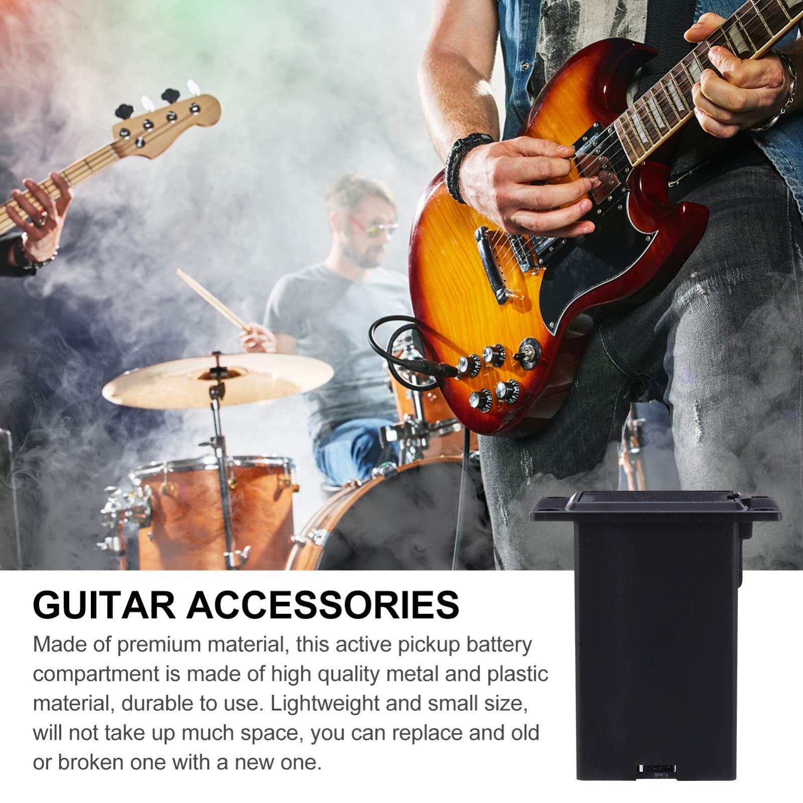 3pcs Pickup Battery Box 9V Plastic Guitar Active Battery Case Holder for Guitar Bass Pickup Replacement Tool (Black)