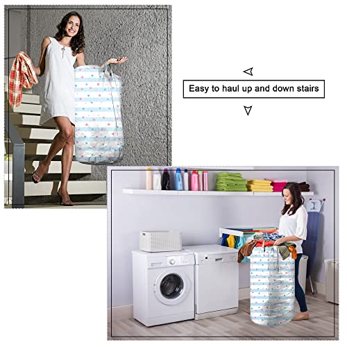 Beegreen XX-Large Drawstring Laundry Hamper 115L Dot Laundry Bag, Collapsible Laundry Baskets with Handles, Dirty Clothes Hamper for Bedroom Bathroom Dorm,Foldable Tall Clothes Hamper