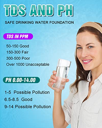 5 in 1 TDS Meter, Pool Salt Tester, 0.01 High Accuracy Digital PH Meter for Water, PH/TDS/EC/Salt/Temp Tester, PPM Meter Water Tester for Drinking Water, Hydroponics, Plants, Aquarium and Pool