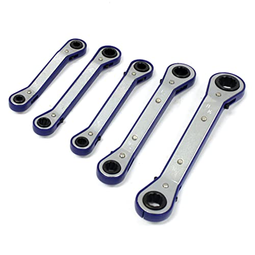 ARC-POWER 5 pc SAE Offset Ratcheting Box Closed End Wrench Set 6/12 Point 1/4" - 11/16"