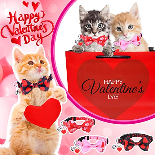 9 Pcs Holiday Cat Collars Easter Breakaway Cat Collar with Bow Tie and Bell Adjustable St. Patrick's Day Valentine's Day and Safety Buckle Collars for Kitten Puppy Festivals and Daily (Medium)