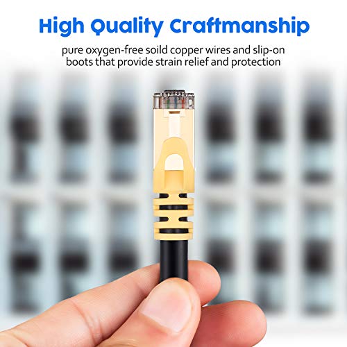 LDKCOK Cat 7 Internet Cable 150ft, Cat7 Outdoor Ethernet Cable 150 ft, 26AWG Heavy-Duty Cat7 Networking Cord Patch Cable RJ45 Transmission Speed 10Gbps,Transmission Bandwidth 600Mhz LAN Wire